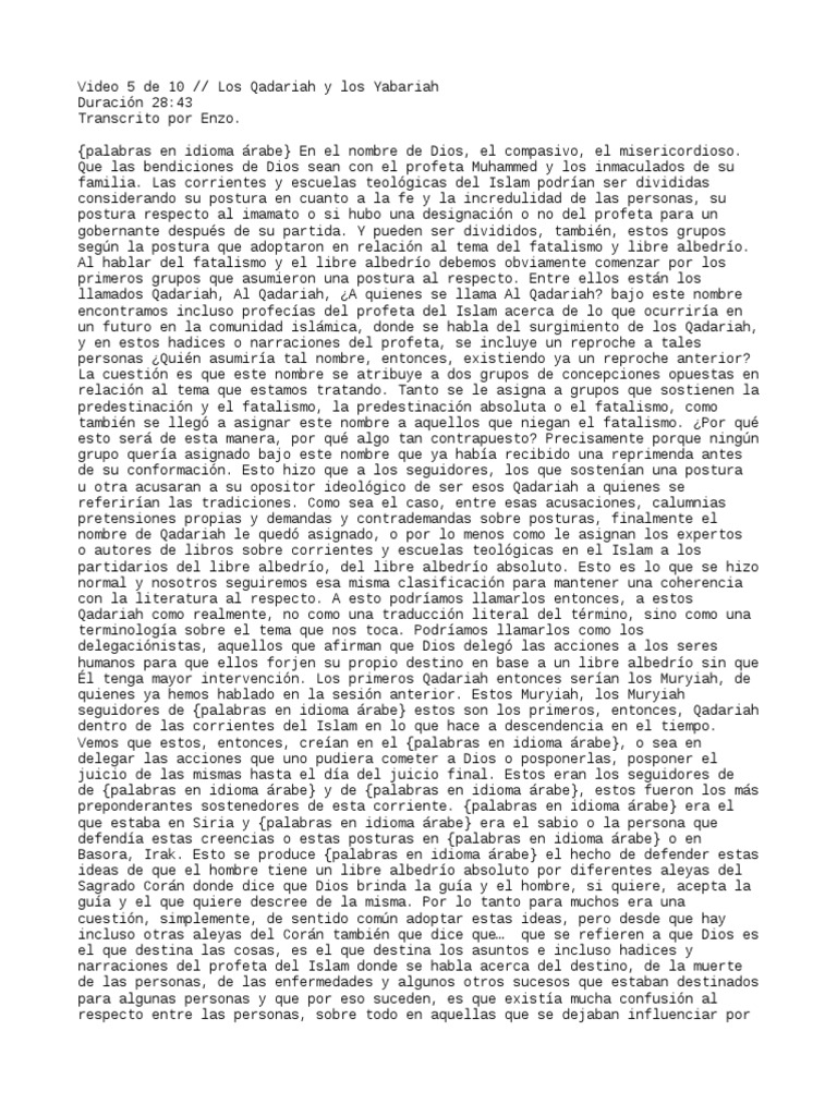 5 Los Qadariah y Los Yabariah (TranscrXEnzo) | PDF | Corán | Islam
