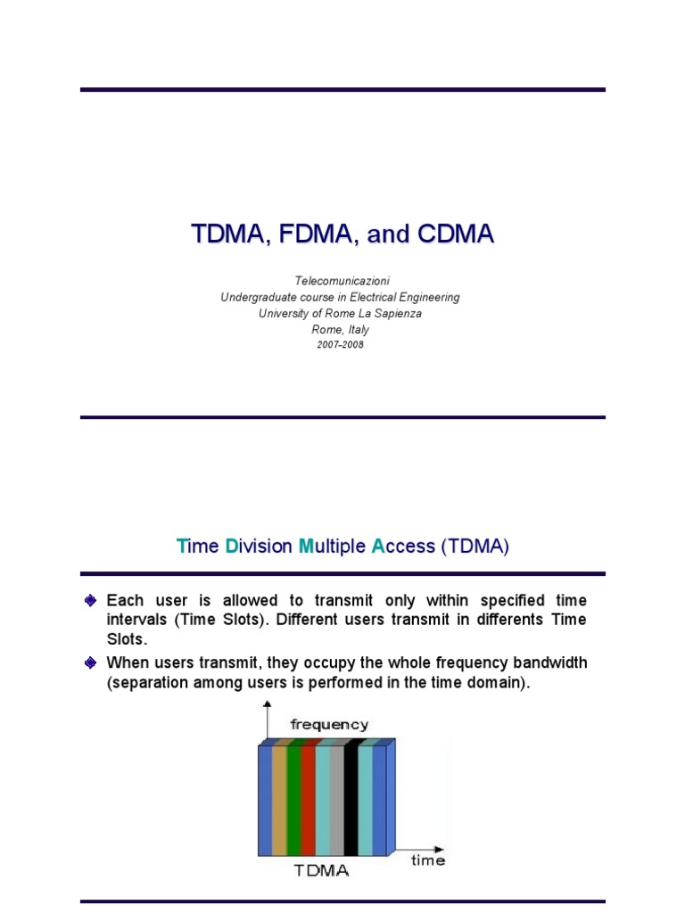 TDMA, FDMA, CDMA Telecom Course | PDF | Telecommunications Engineering ...