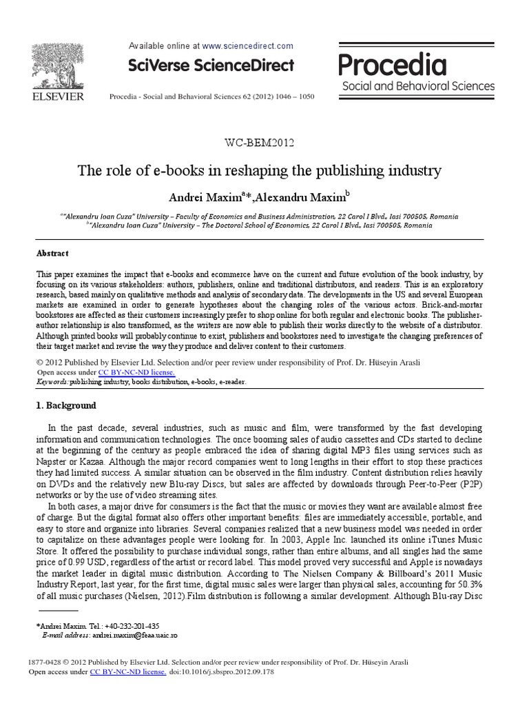 The Role of E-Books in Reshaping The Publishing Industry: Andrei Maxim ...