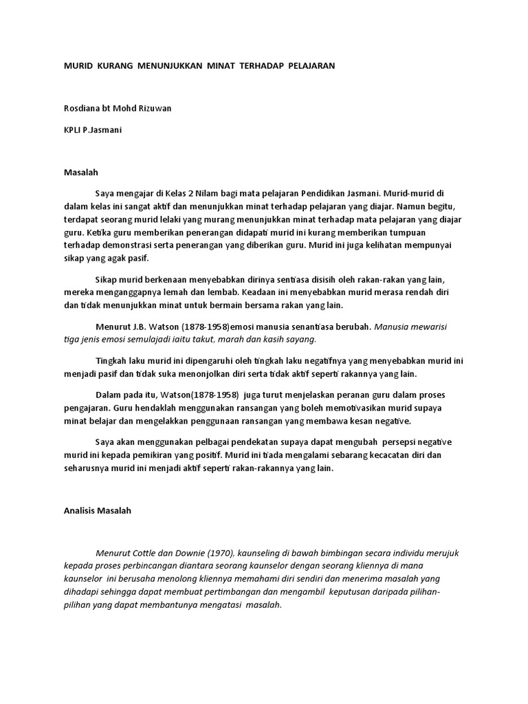 Contoh Penulisan Refleksi @jurnal Mingguan | PDF