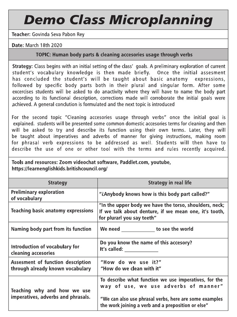 Demo Class Microplanning | PDF