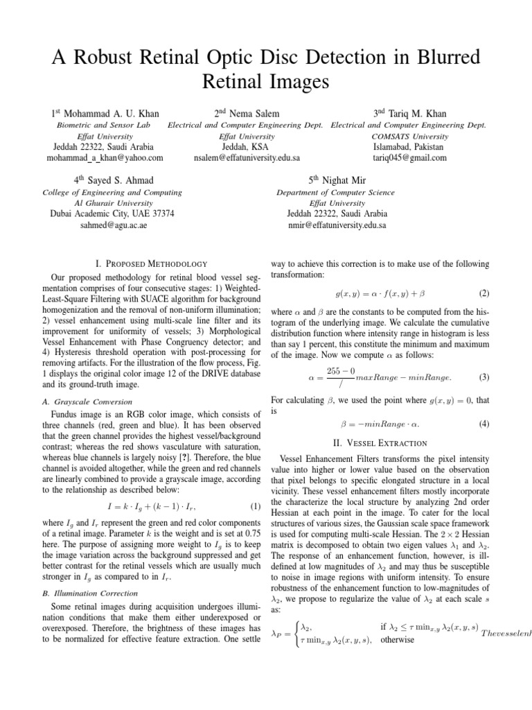 A Robust Retinal Optic Disc Detection in Blurred Retinal Images | PDF ...
