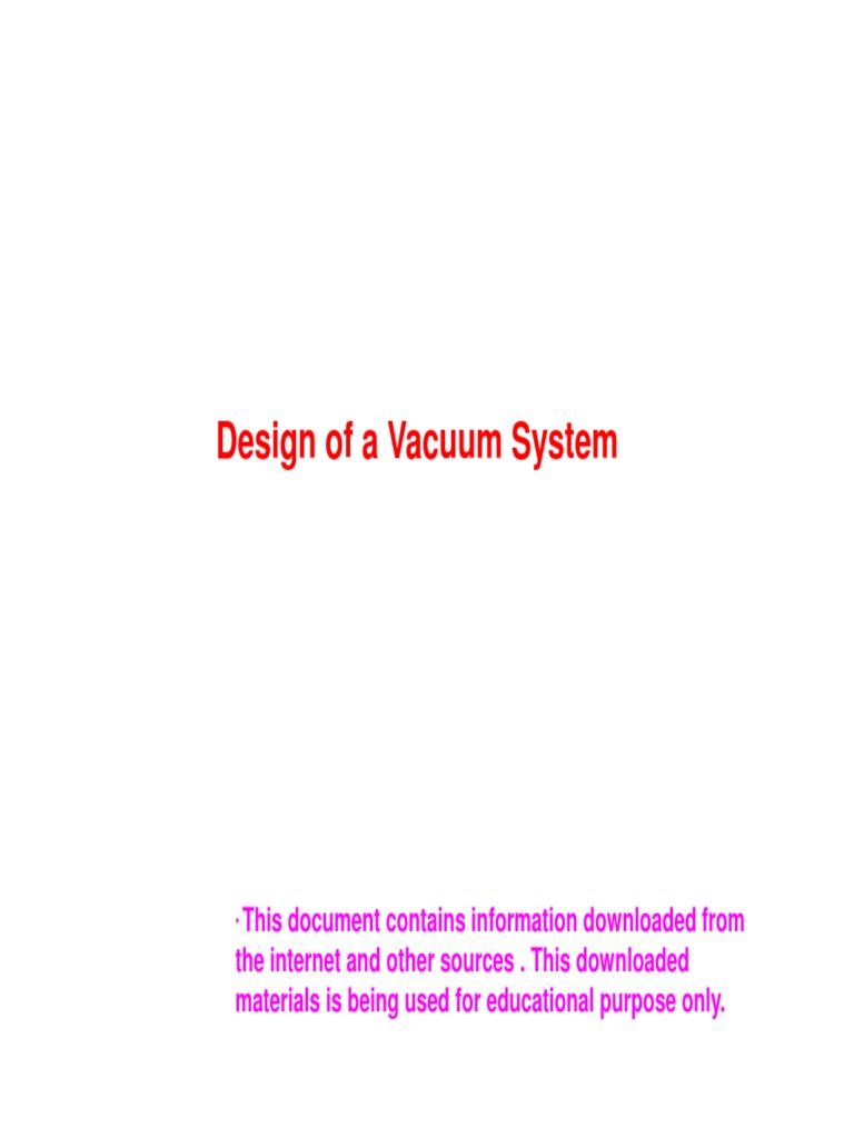 Vacuum System Design Principles | PDF | Gases | Pump