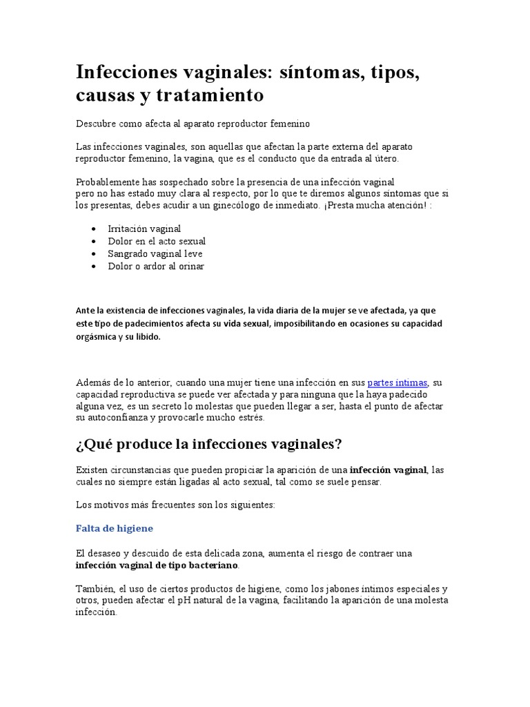 Infecciones vaginales: tipos y cuidados | PDF | Candidiasis | Vagina