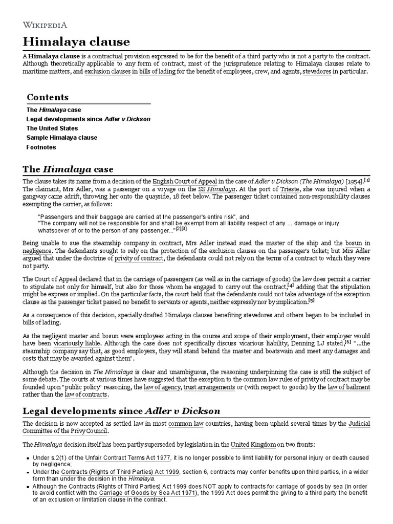 Understanding the Himalaya Clause | PDF | Business Law | Law Of Obligations