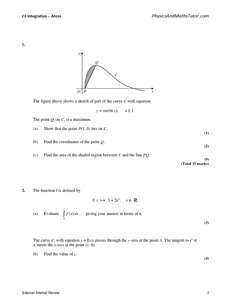 C3 Integration - Areas | PDF | Tangent | Area