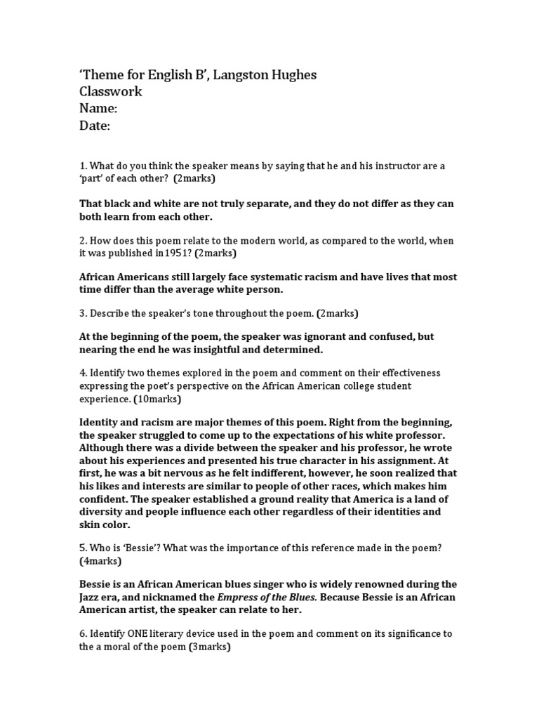 Langston Hughes' Poem Analysis | PDF | Classics