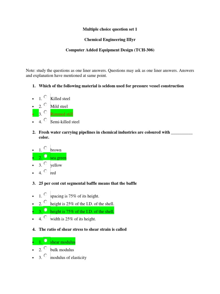 Multiple Choice Question Set 1 | PDF | Heat Capacity | Strength Of Materials