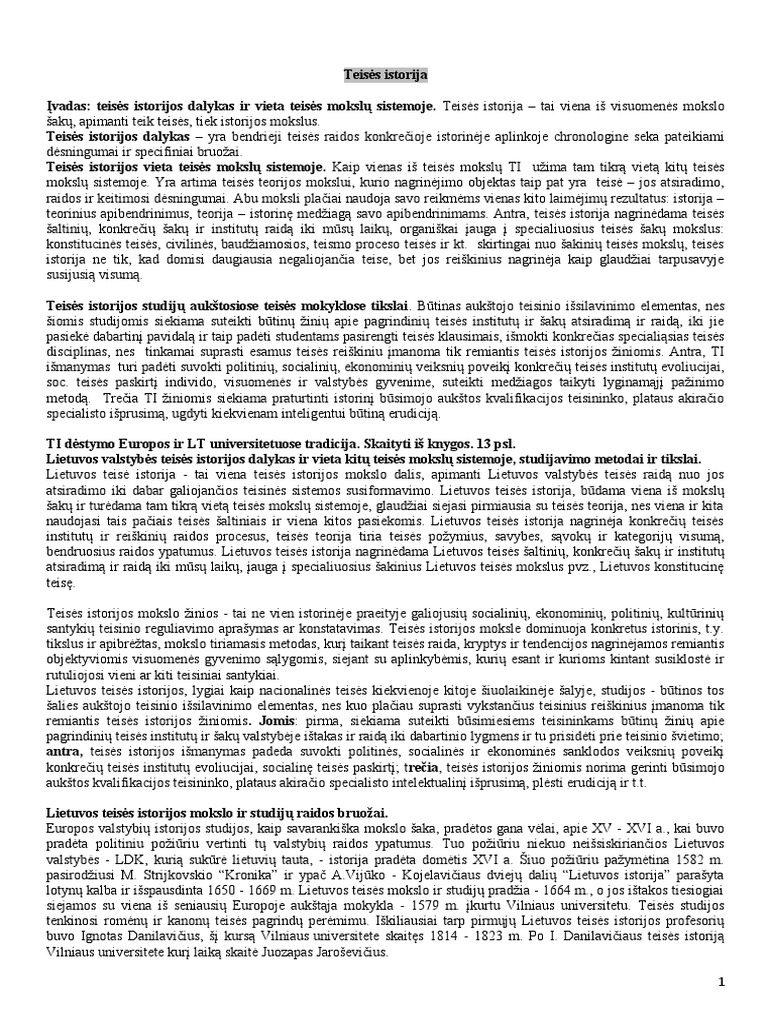 Teises Istorija Konspektas