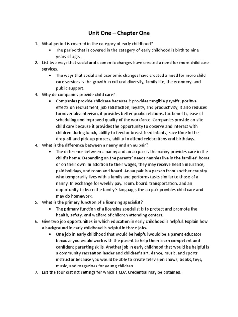 Recall and Review - Chapter 1 | PDF | Child Care | Relationships