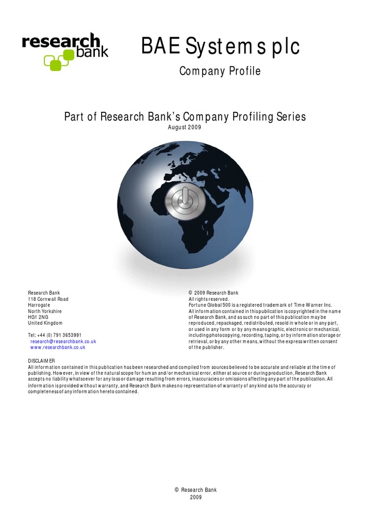 BAE Systems PLC: Company Profile | PDF | Companies | Business