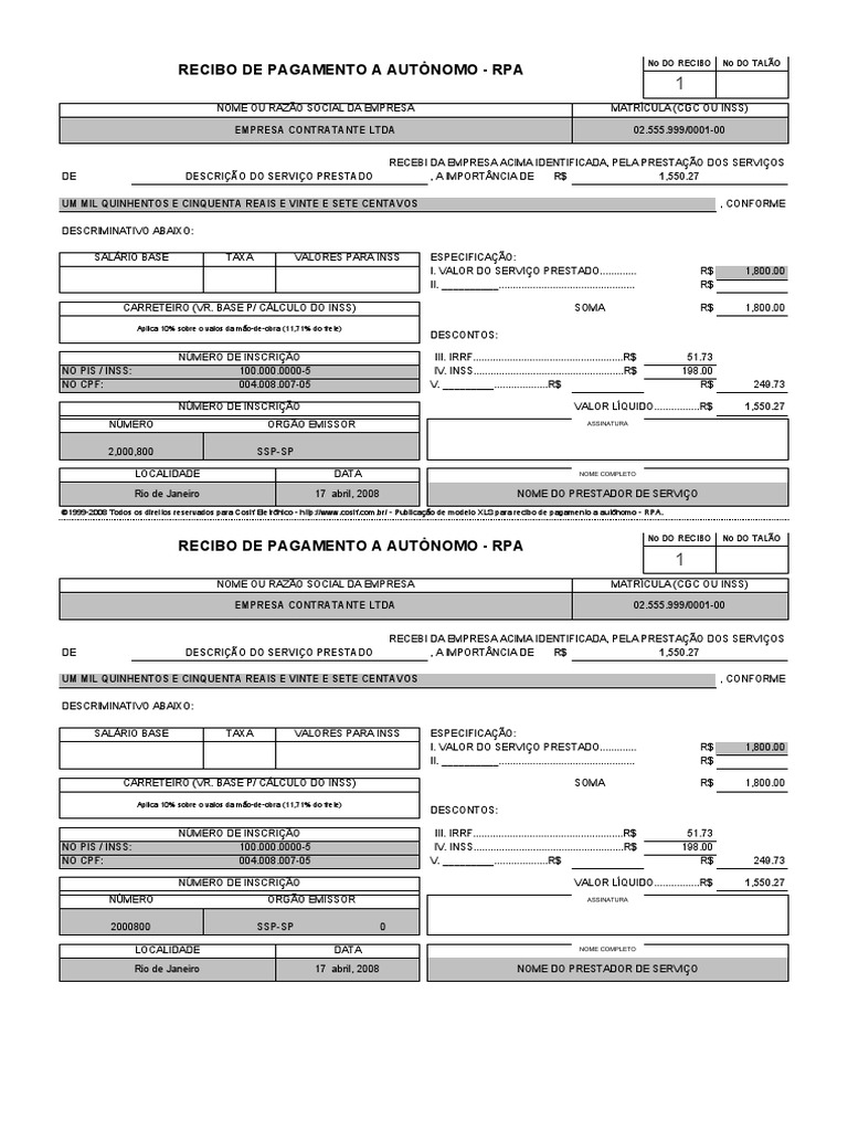 Modelo Rpa | PDF | Economias | Pagamentos
