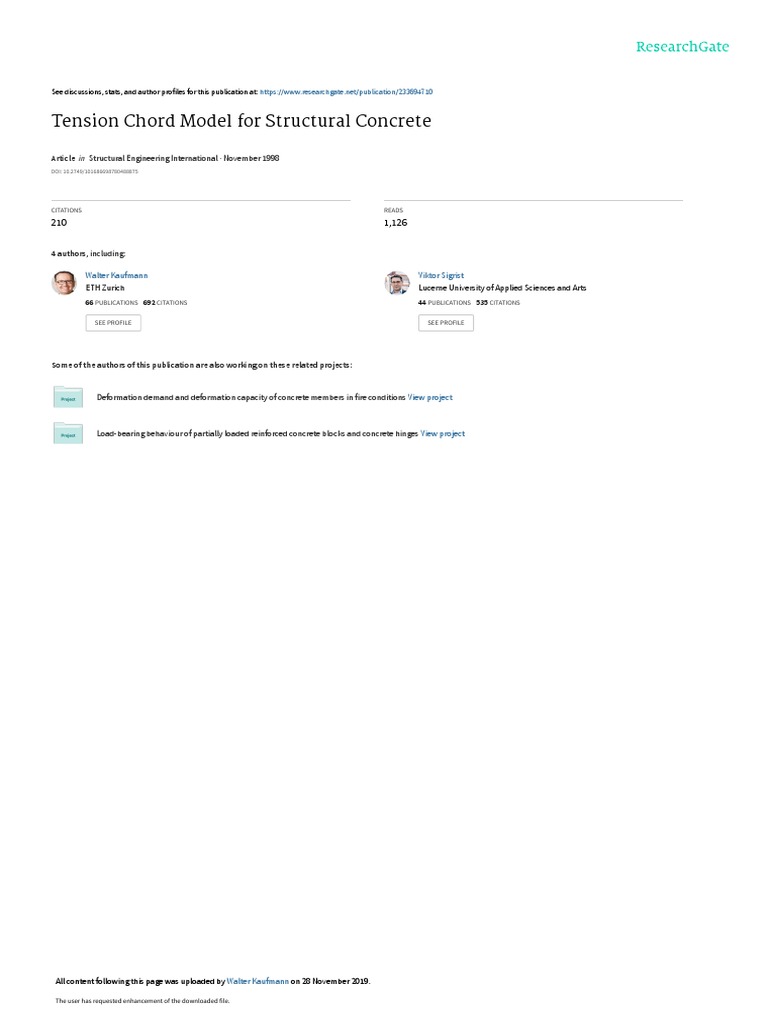 Tension Chord Model For Structural Concrete: Structural Engineering ...