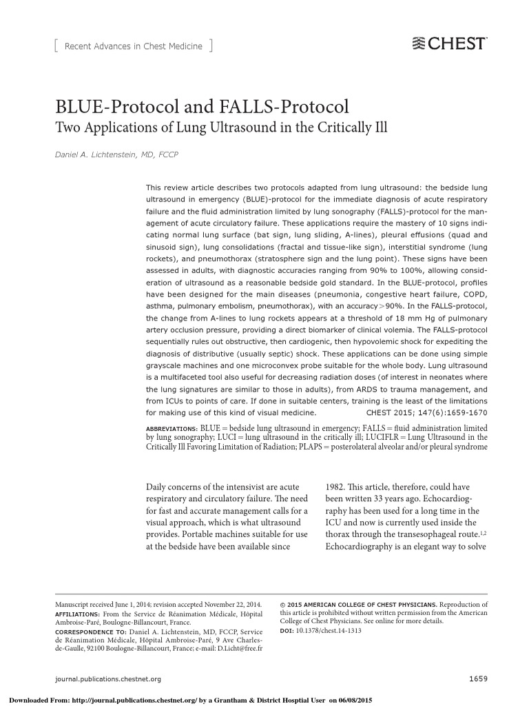 2015 Chest - Blue & Falls Protocols | PDF | Lung | Shock (Circulatory)