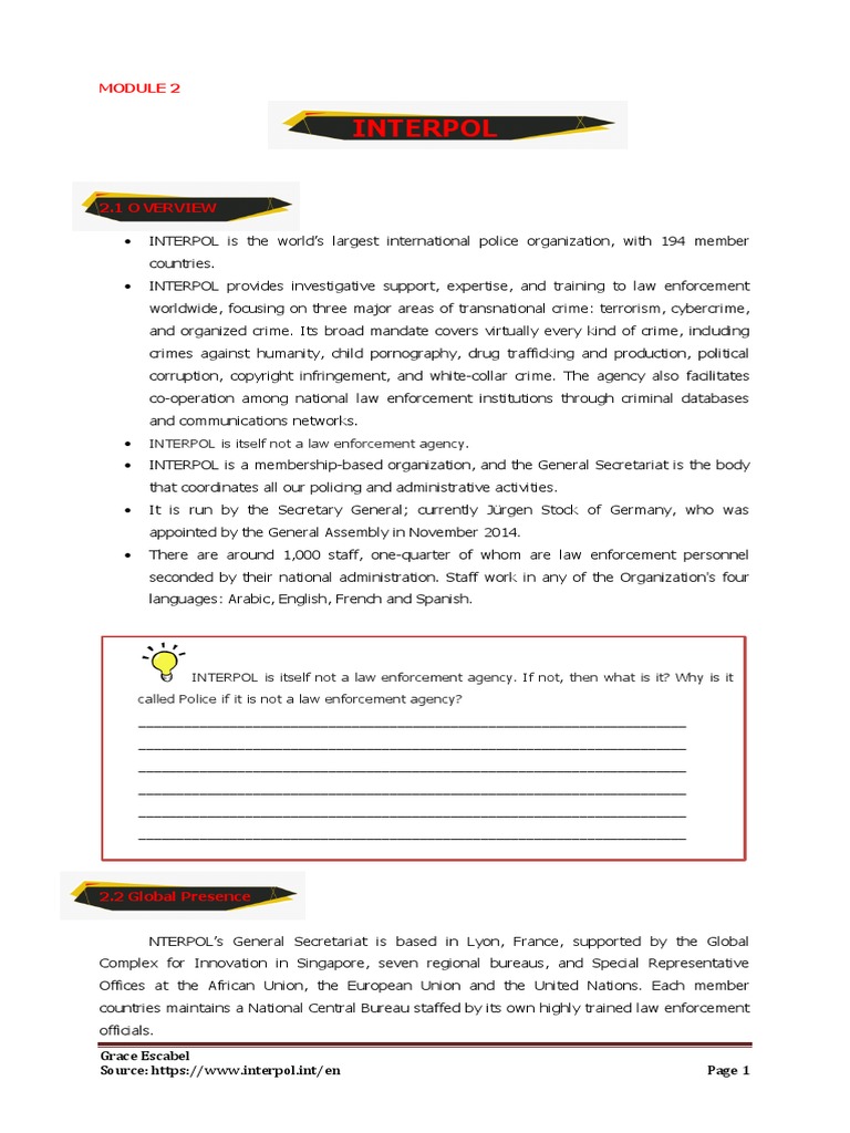 Lea 3 - Module 2 - Interpol | PDF | Criminal Law | Law Enforcement