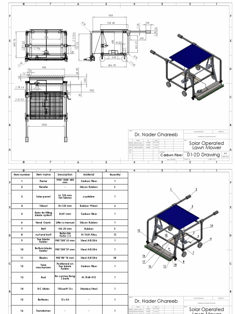 Solar Operated Lawn Mower | PDF | Steel | Building Engineering
