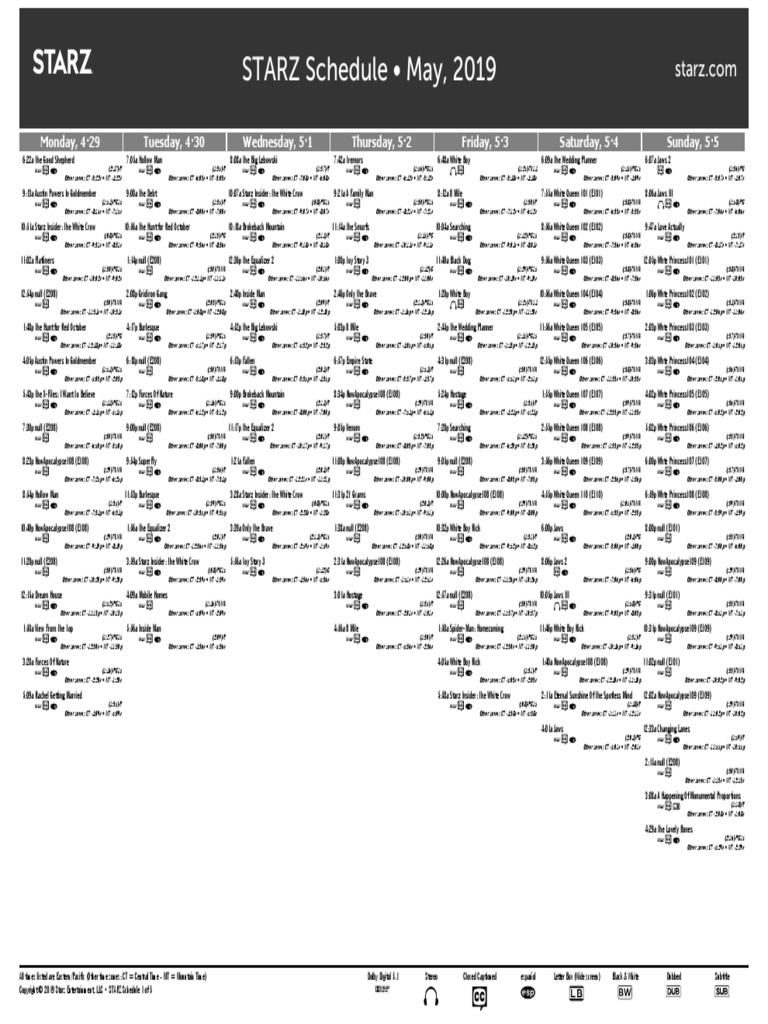 STARZ Schedule 2019 05 | PDF
