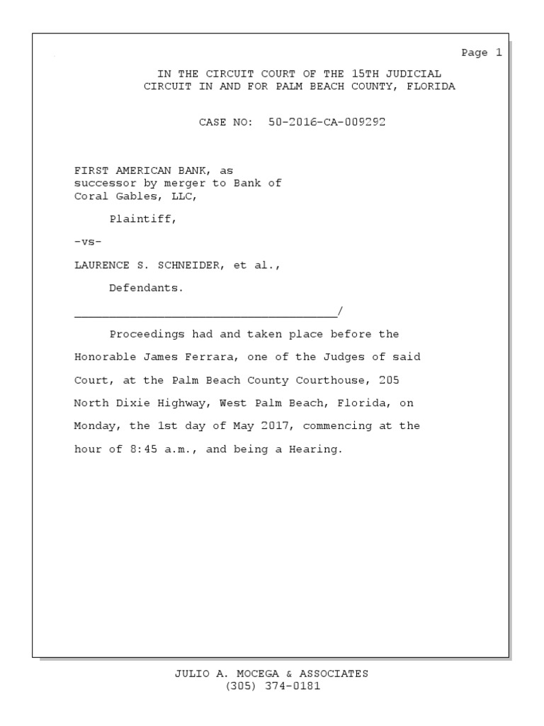 Transcript Judge Ferrera - Atty Kenneth Trent's Hearing On His Motion ...