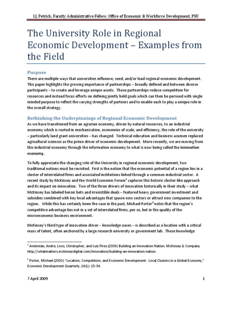 Petrick The University RoleThe University Role in Regional Economic ...
