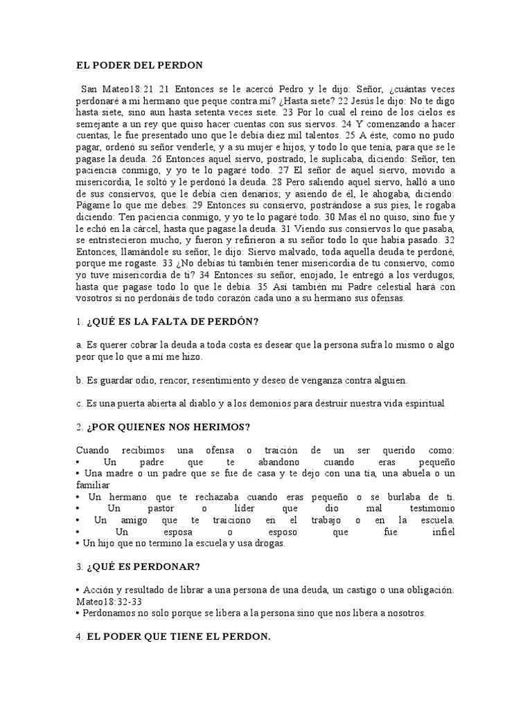 El Poder Del Perdon | PDF | Perdón | Pecado