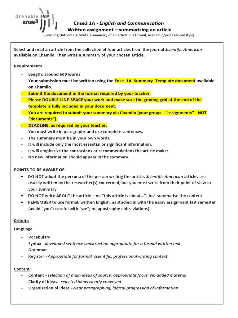 Article Summary Assignment 2021 | PDF | English Language | Information
