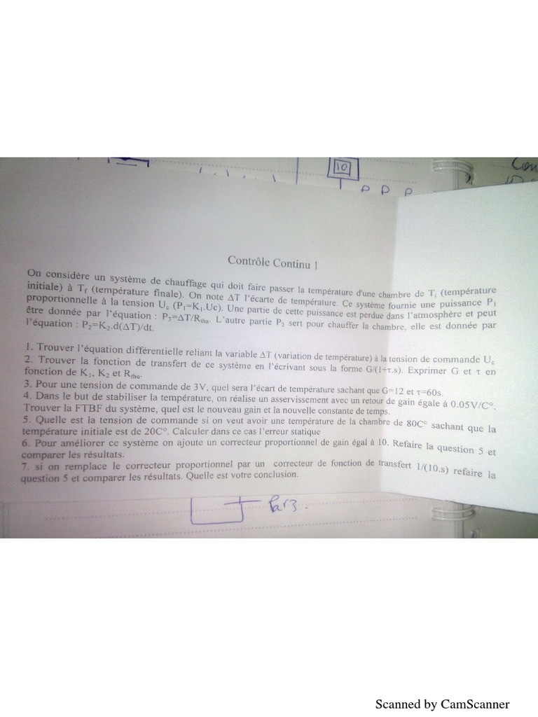 Corrigé Interro Régulation | PDF