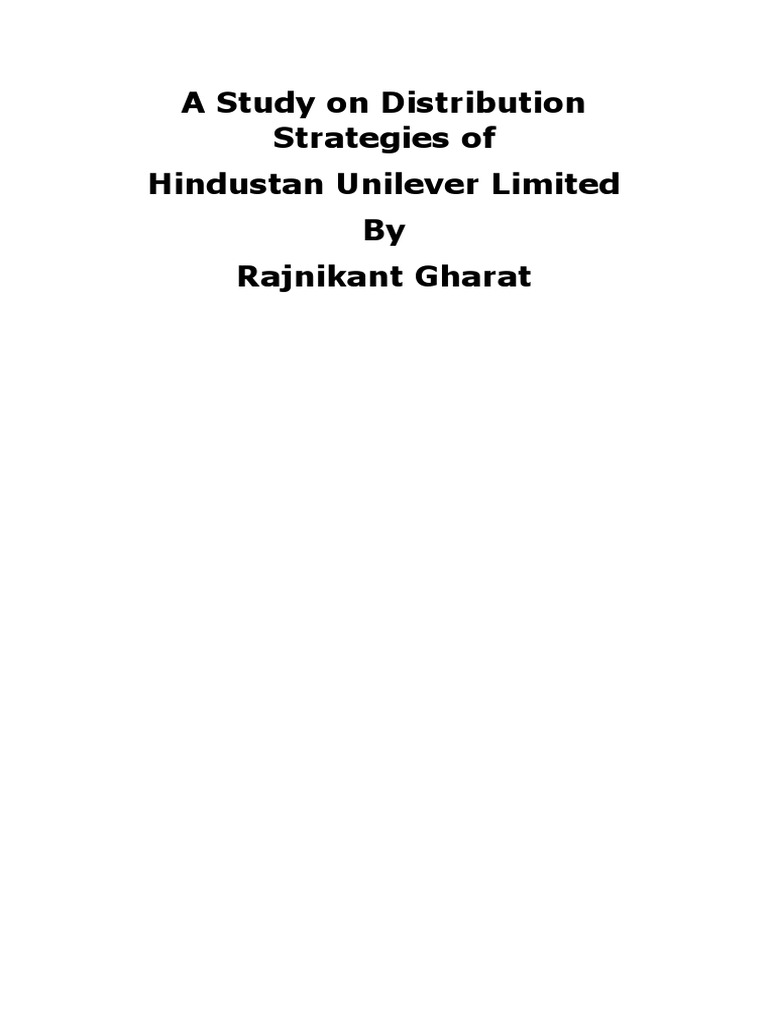 A Study On Distribution Strategies of Hindustan Unilever Limited by ...