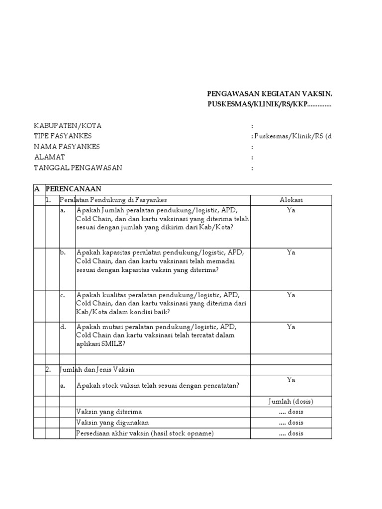 Check List Fasyankes | PDF
