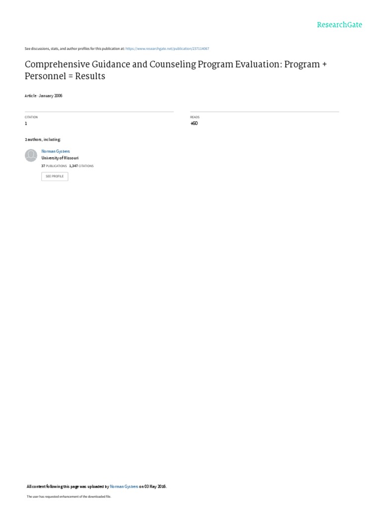 Comprehensive Guidance and Counseling Program Evaluation: Program ...