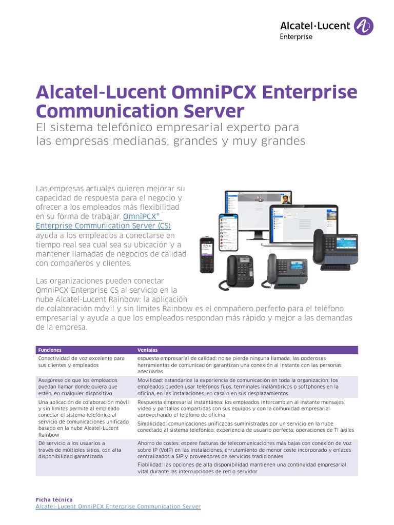 Omnipcx Enterprise Communication Server Datasheet Es | PDF | protocolo de Iniciacion de Sesion ...