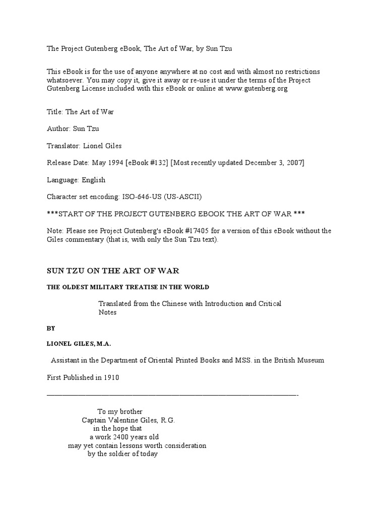 The Art of War | PDF | The Art Of War | Sun Tzu