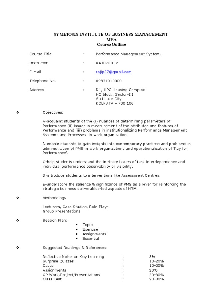 Performance Management System Course Outline | PDF | Performance ...