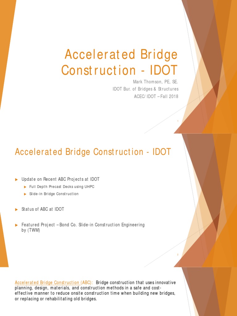 IDOT's Accelerated Bridge Construction Update | PDF | Economic Sectors ...