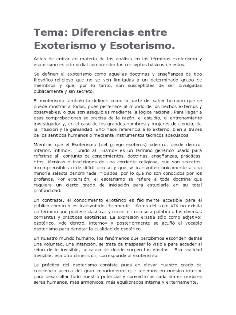 Exoterismo vs Esoterismo: Claves | PDF | Esoterismo occidental | Metafísica