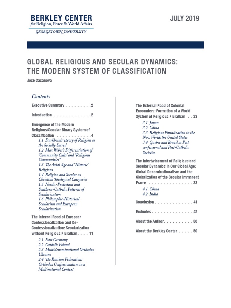 (Casanova) Global Religious and Secular Dynamics The Modern System of ...