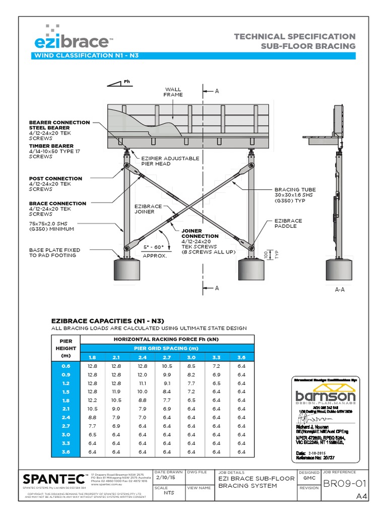 Brace: Technical Specification Sub-Floor Bracing | PDF | Screw ...