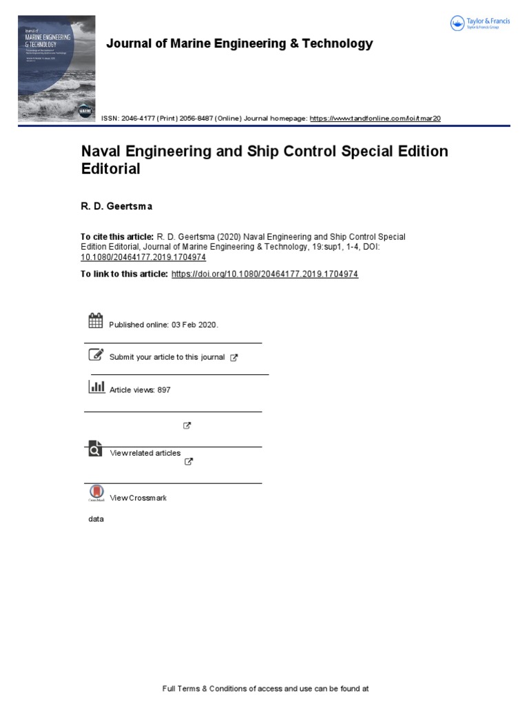 Naval Engineering and Ship Control Special Edition Editorial2020Journal ...