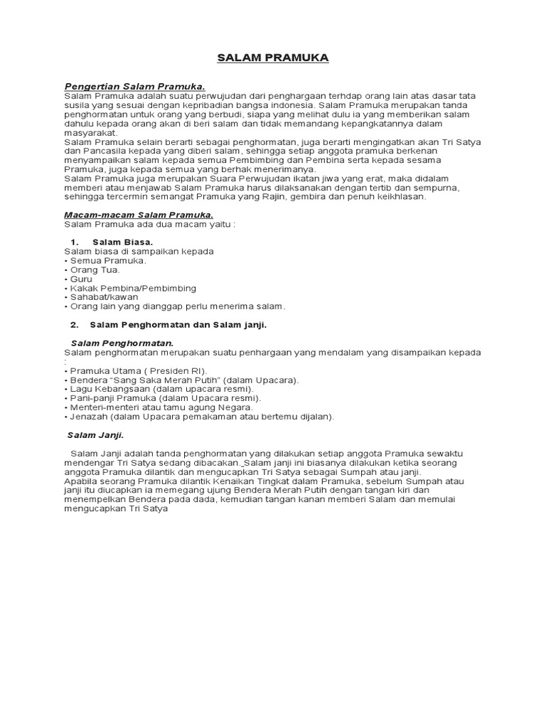 Macam-Macam Salam Pramuka dan Pengertiannya | PDF | Karier & Perkembangan