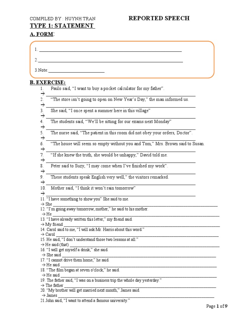 Reported Speech With Gerund and Infinitive | PDF