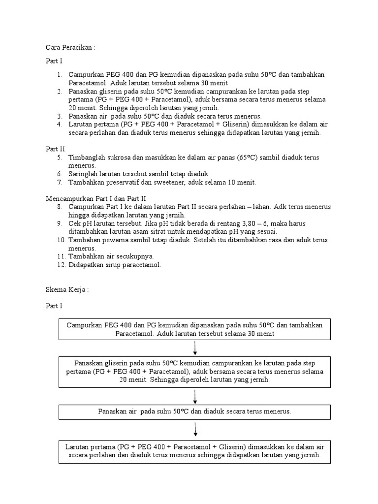 Cara Peracikan Sirup Paracetamol PG Dan PEG | PDF