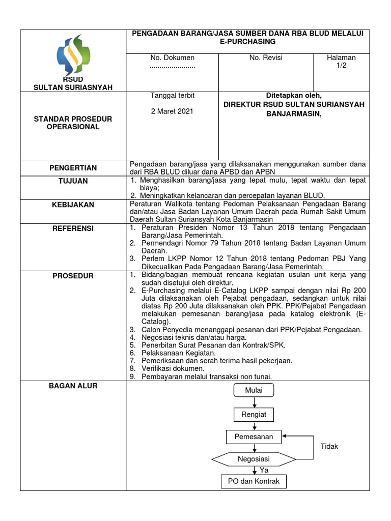 SOP Pengadaan e Purchasing | PDF