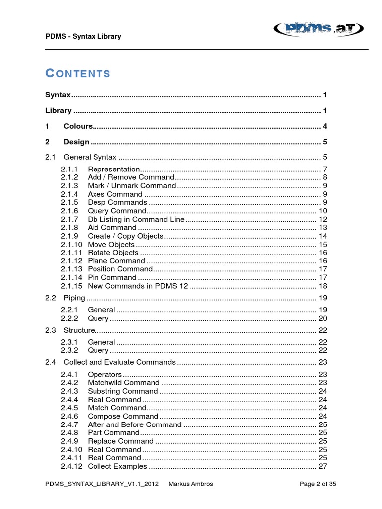 Ontents: PDMS - Syntax Library | Download Free PDF | Software Engineering | Computer Programming