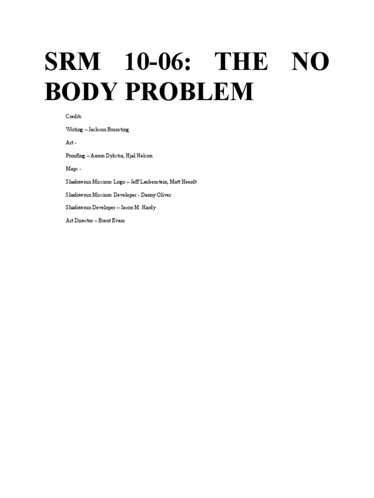 Shadowrun Adventure: No Body Problem | PDF | Weaponry