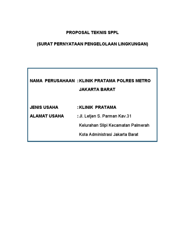 Proposal Teknis SPPL | PDF
