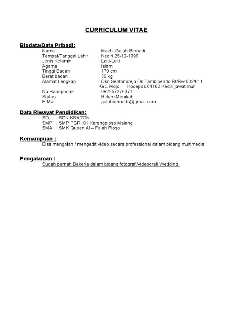 CV Moch Galuh Bernady | PDF