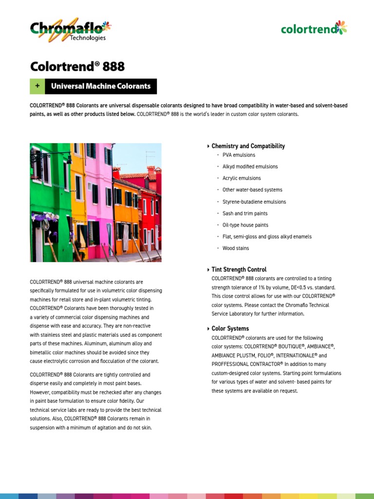 Colortrend® 888: Universal Machine Colorants | PDF | Paint | Chemical ...