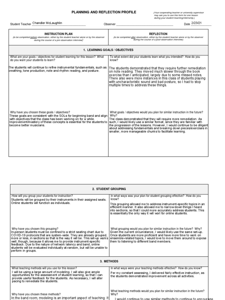Student Teaching Lesson Reflection Guide | PDF | Teaching Method | Teachers
