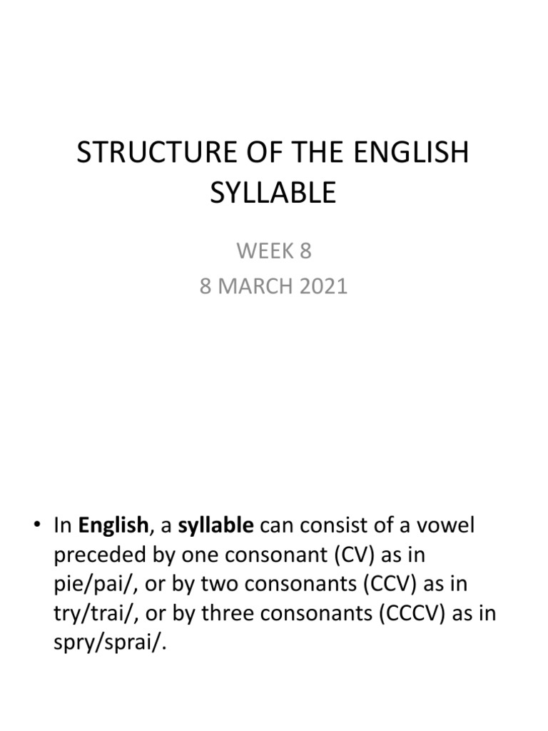 Structure of The English Syllable | PDF | Syllable | Consonant
