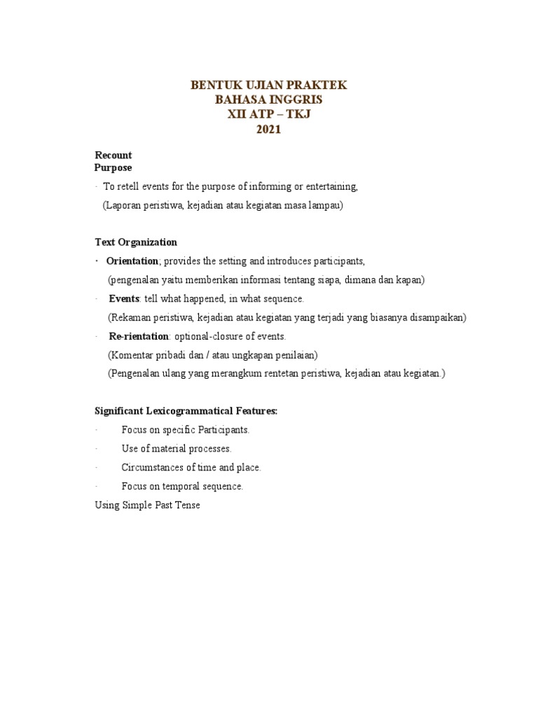 BENTUK UJIAN PRAKTEK Bahasa Inggris | PDF