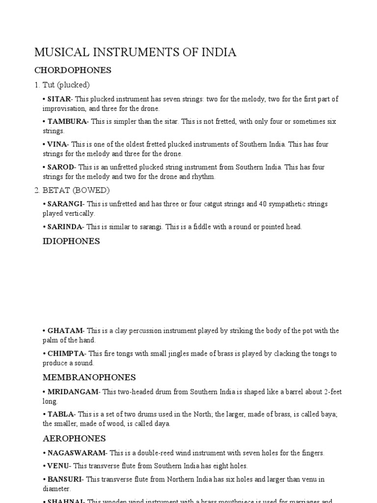 Musical Instruments of India | PDF